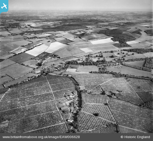 EAW006628 ENGLAND (1947). Hop fields around Wootton Farm, Petham, from ...