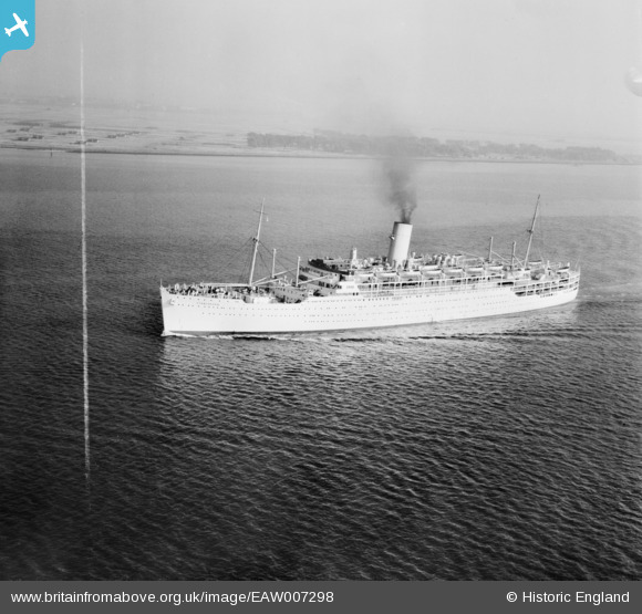 eaw007298 ENGLAND (1947). The S.S. Stratheden in the Thames Estuary ...