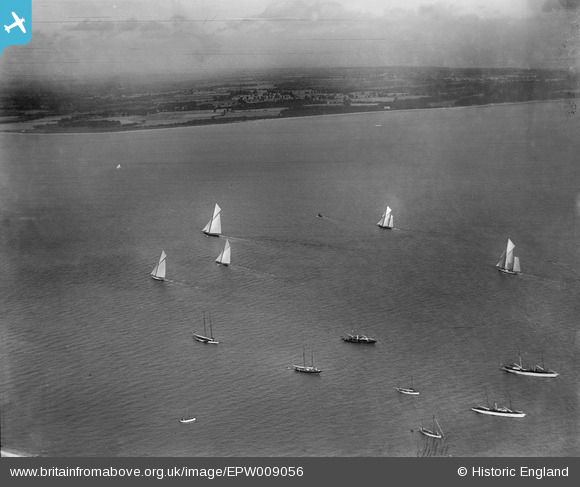 epw009056 ENGLAND (1923). Vessels off the coast, Cowes, from the south ...