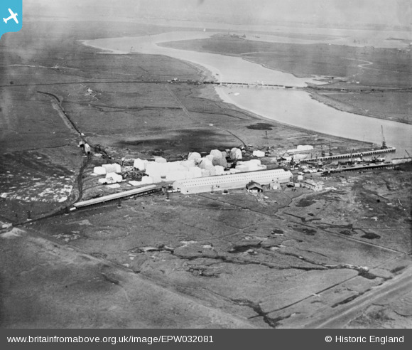 EPW032081 ENGLAND (1930). Ridham Dock and Ridham Marshes, Iwade, from ...