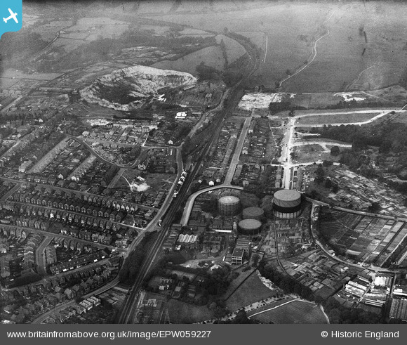 epw059227 ENGLAND (1938). The gas works on Sandhurst Road and environs ...