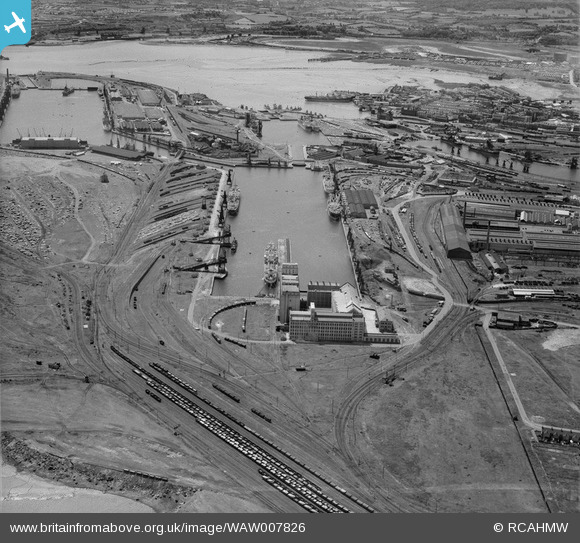waw007826 WALES (1947). View of Cardiff showing docks | Britain From Above