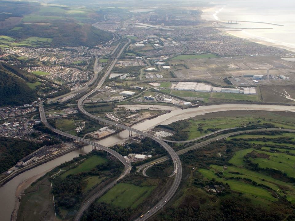 WAW034030 WALES (1950). View of Briton Ferry and the Cleveland Bridge ...